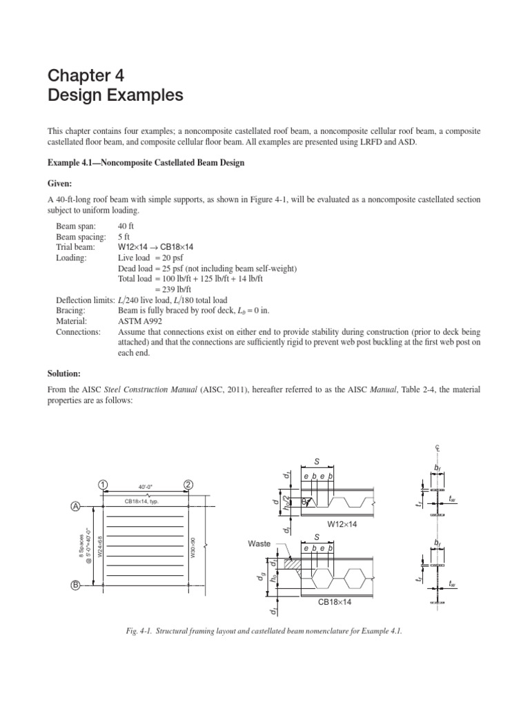 Non Composite Castellated Beam 40 FT | PDF | Buckling | Beam (Structure)
