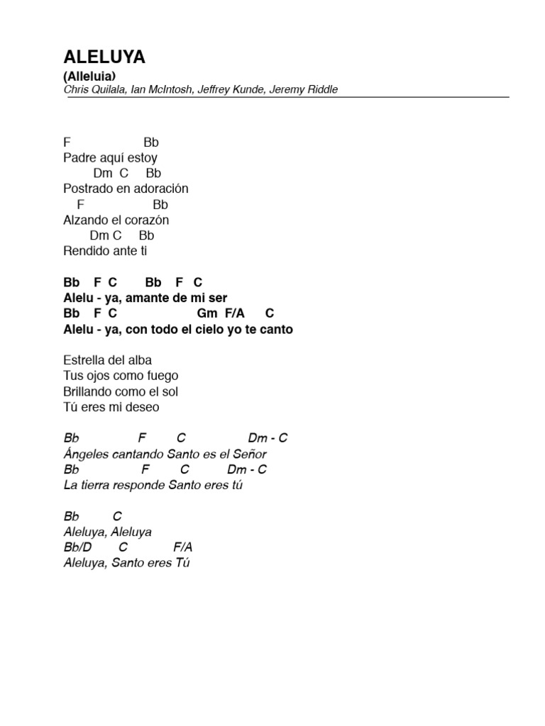 "Aleluya: Letra de Adoración y Alabanza" | PDF