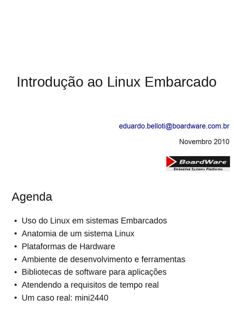 Introducao Ao Linux Embarcado IIIsemCCppSE | PDF | Kernel (sistema operacional) | Linux