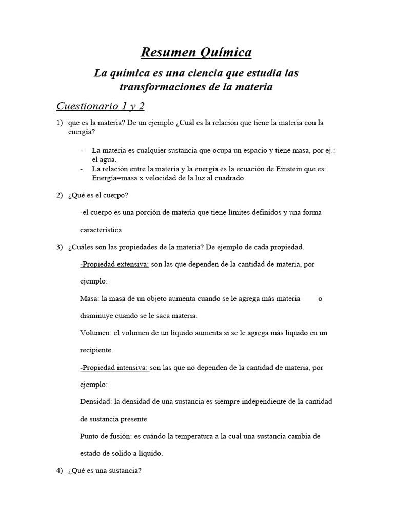 Resumen Quimica | PDF | Importar | Sustancias químicas