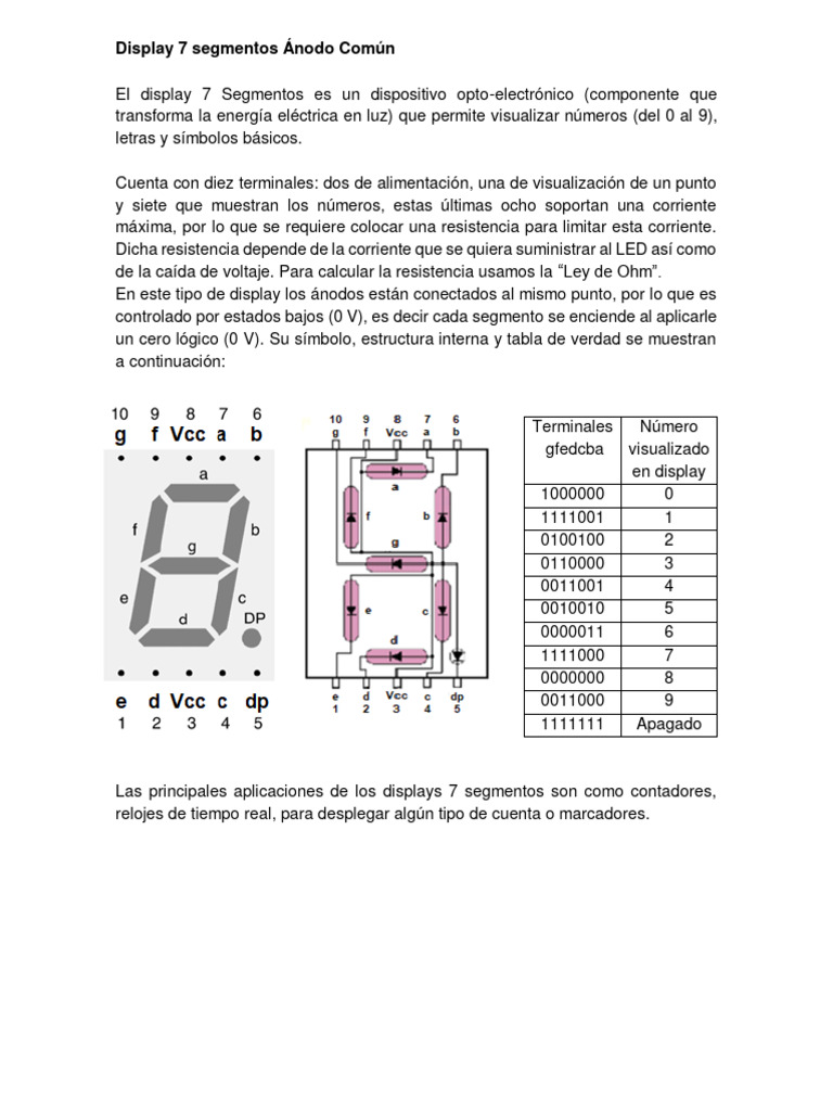 Display 7 Segmentos Ánodo Común | PDF | Resistencia Eléctrica y ...