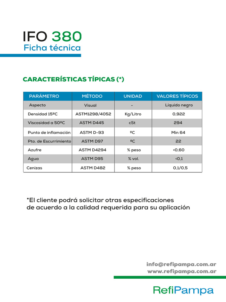 REFIPAMPA Ficha Tecnica IFO 380 | PDF