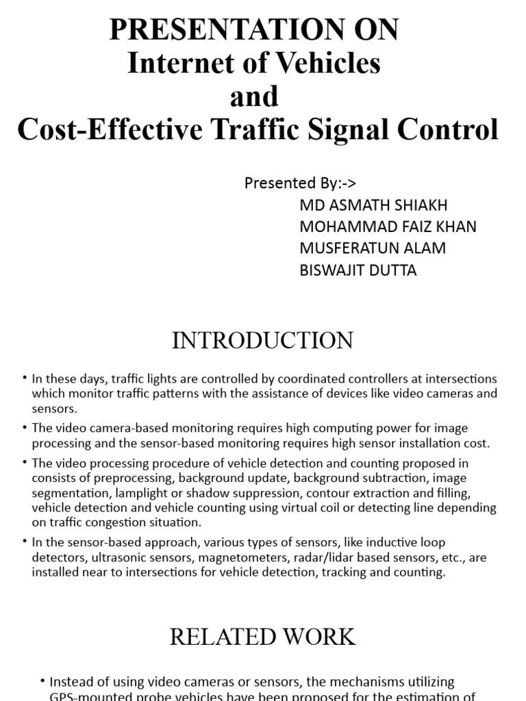 PRESENTATION On Iov and Cost Effective Traffic Signal | PDF | Traffic ...