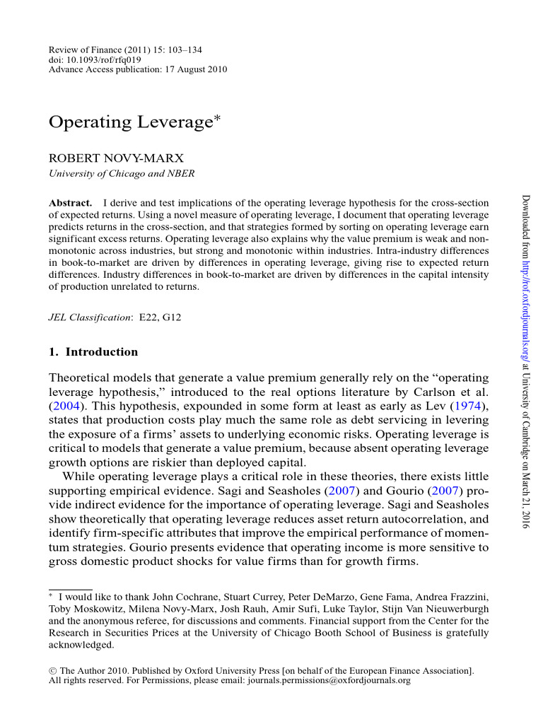 Operating Leverage Factor | PDF | Leverage (Finance) | Profit (Economics)