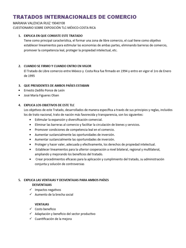 TLC Mexico-Costa Rica | PDF | Tratado de Libre Comercio Norteamericano ...