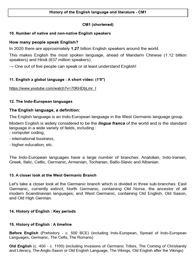 History of English Language & Literature | PDF | English Language | Celts