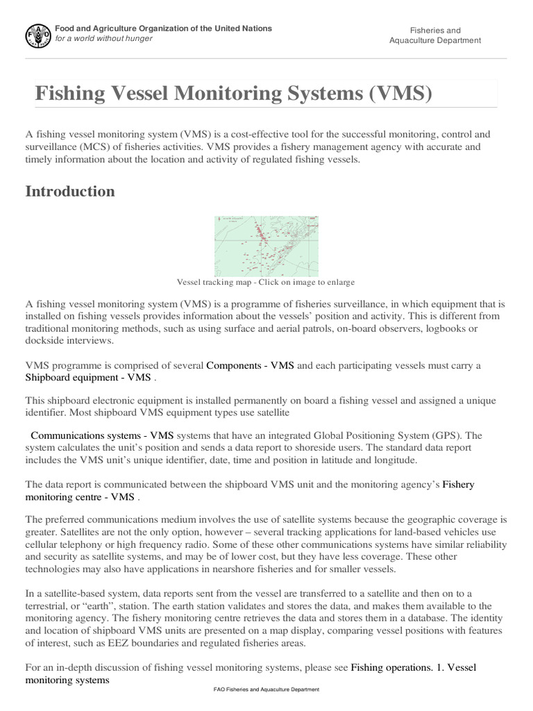 FAO Fisheries & Aquaculture - Fishing Vessel Monitoring Systems (VMS) | PDF