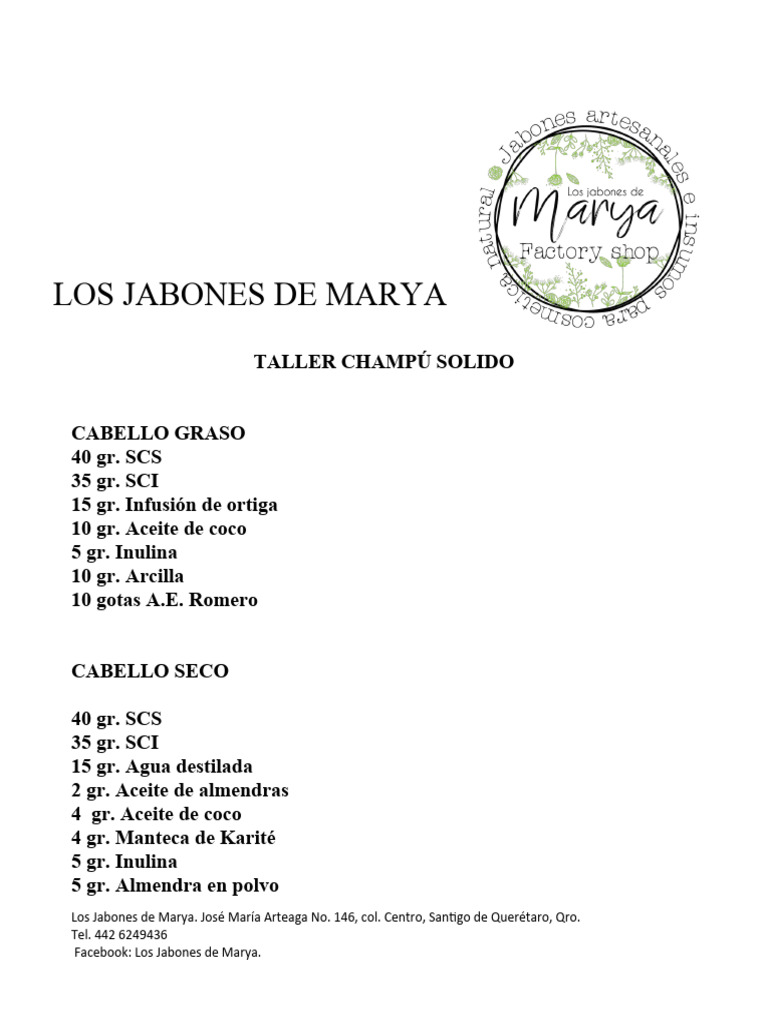 CHAMPU SOLIDO MANUAL Marya | PDF | Champú