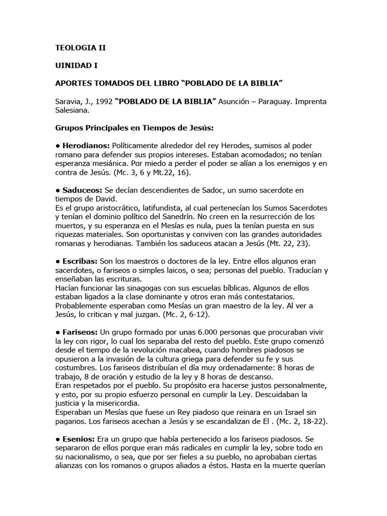 Unidad I. - Teo Ii-1 | PDF | Jesús | Herodes el grande