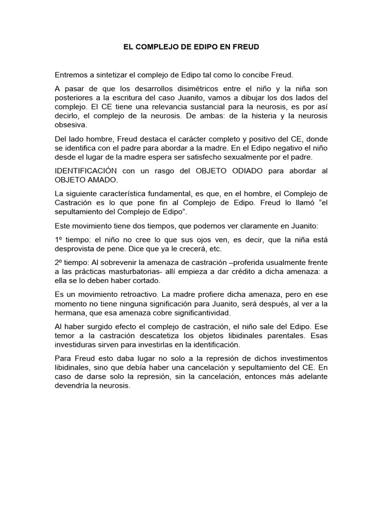 Complejo de Edipo en Freud: Resumen | PDF | Complejo de Edipo | Sigmund ...