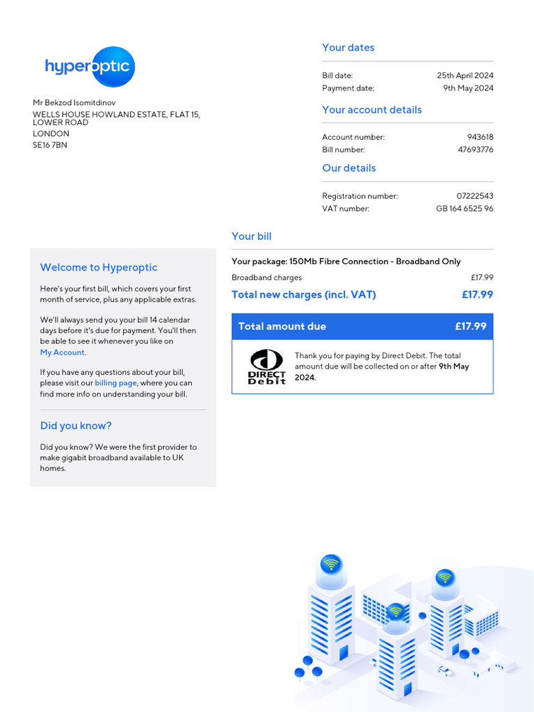 Hyperoptic Bill | PDF | Service Industries | Payments