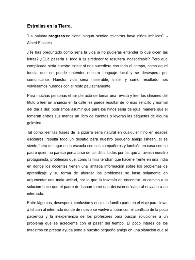 Ensayo Pelicula Ishaar | PDF | Dislexia | Aprendizaje