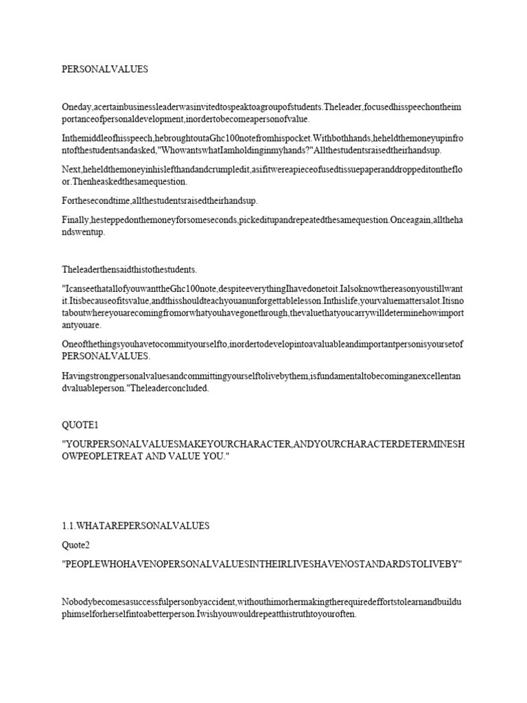 Personal Values | PDF | Psychological Concepts