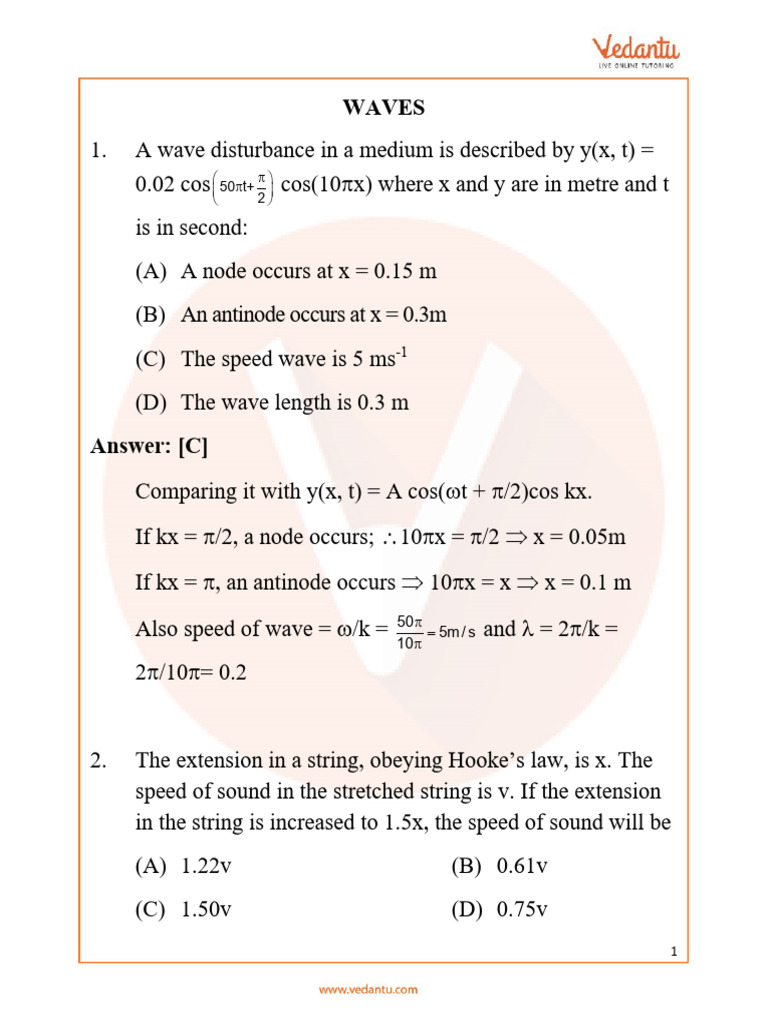 NEET Waves Important Questions | PDF | Waves | Sound