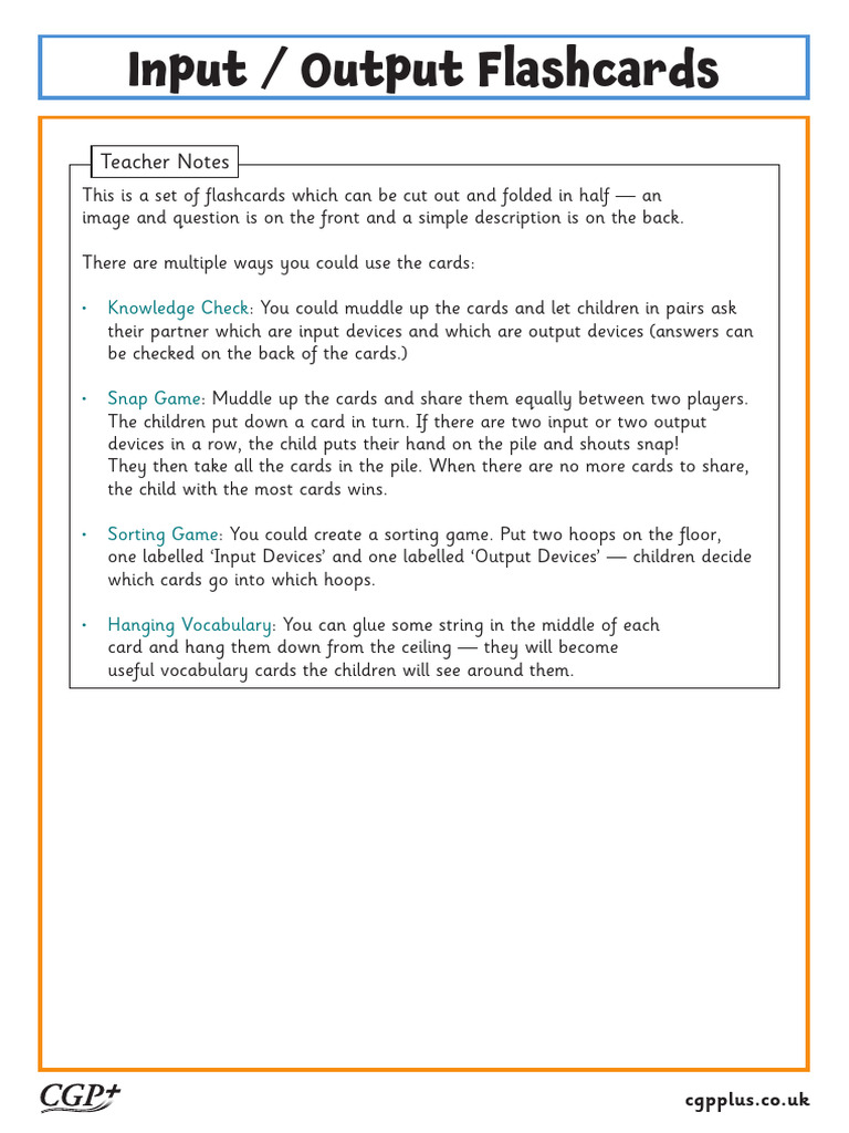InputOutput Flashcards (Years 3-4) Full Colour - CO2WAC702 | PDF ... InputOutput Flashcards (Years 3-4) Full Colour - CO2WAC702 | PDF ...