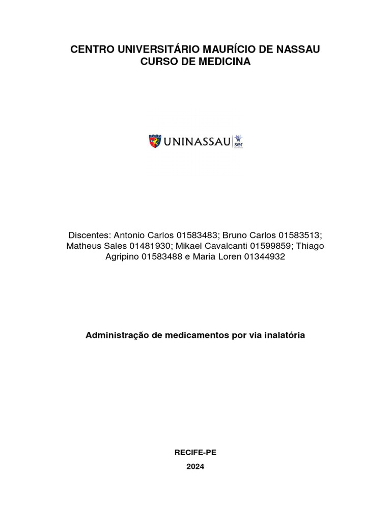 Administração Inalatória de Medicamentos | PDF | Doença de obstrução ...