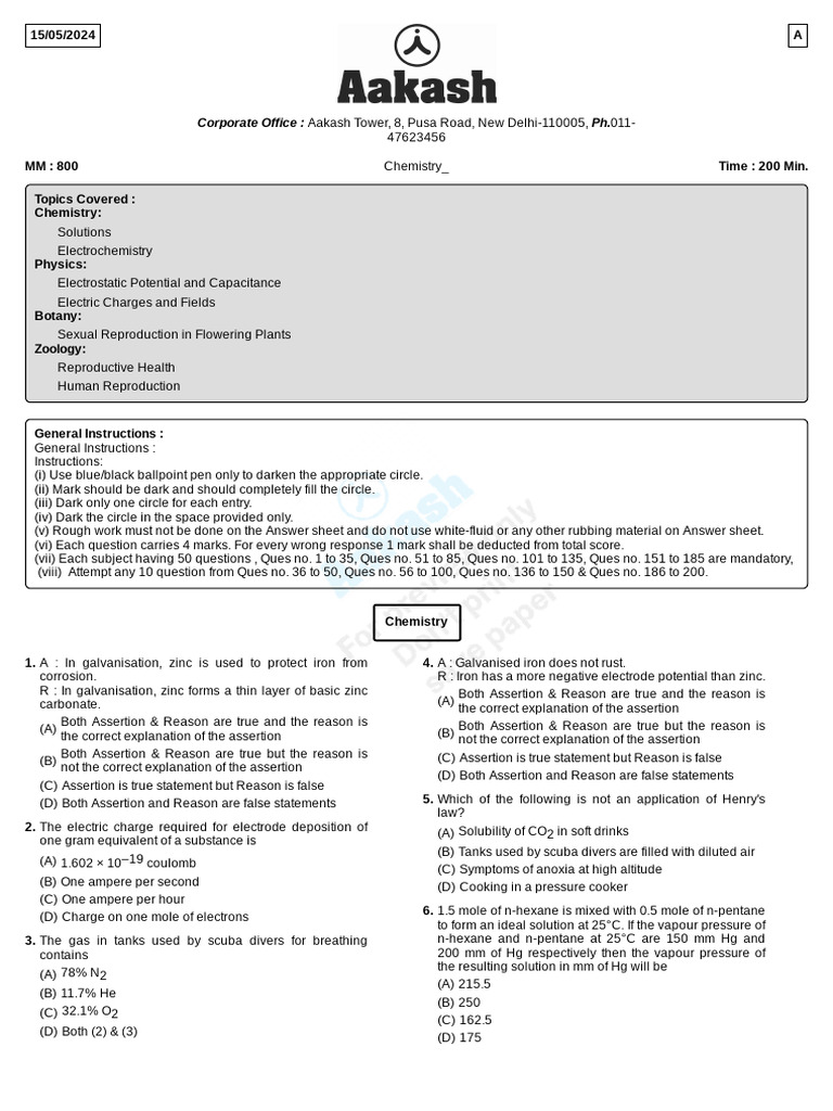 Corporate Office: Aakash Tower, 8, Pusa Road, New Delhi-110005, Ph.011 ...