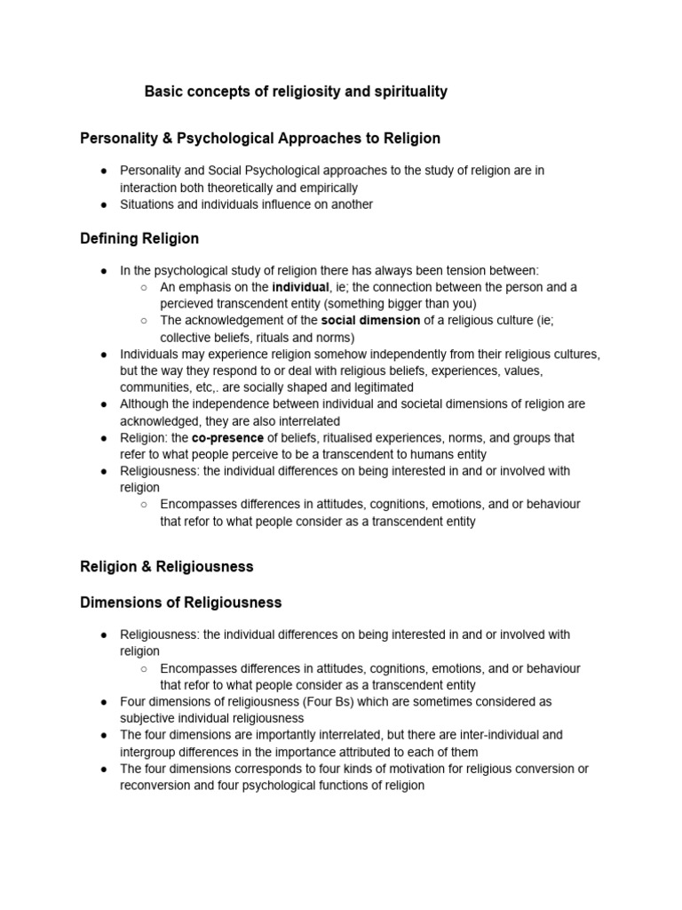 Personality & Religion: Key Concepts | PDF | Motivational | Motivation