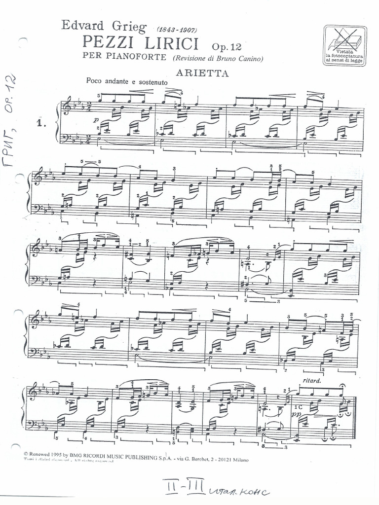 Pezzi Lirici, Grieg, Op.12 | PDF