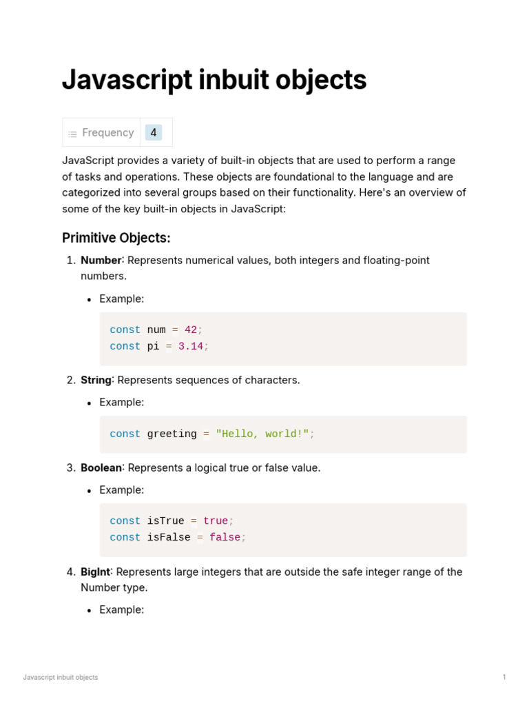Javascript Inbuit Objects | PDF | Java Script | Software Development