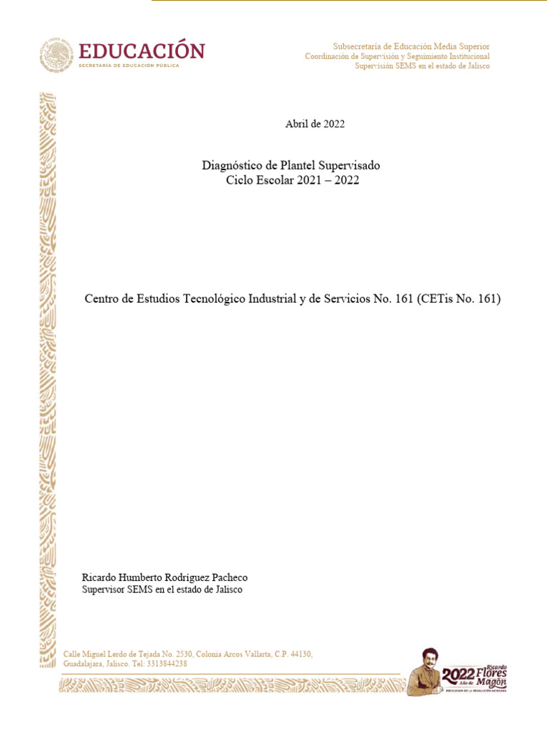 CETis161 (1) DIAGNOSTICO 2022 RICARDO PACHECO | PDF | Plan de estudios ...
