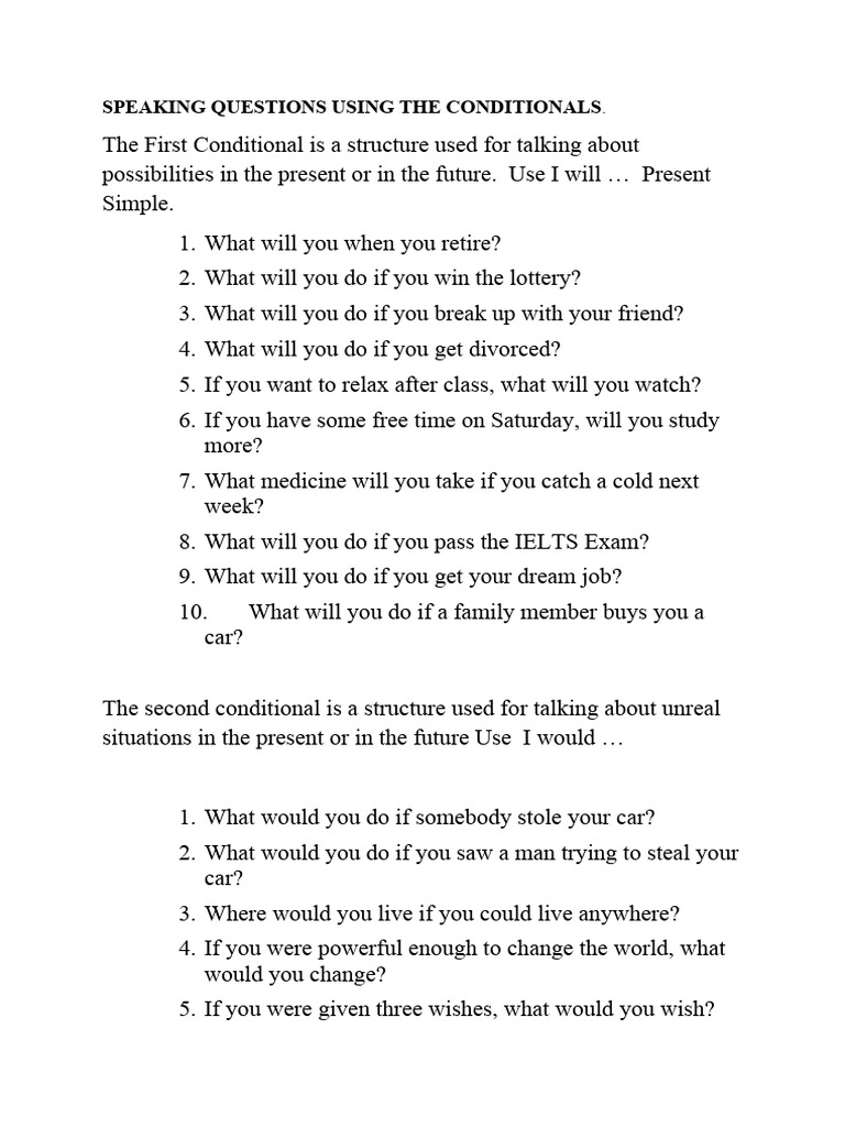 Conditional Speaking Questions Guide | PDF | Superheroes | Comics