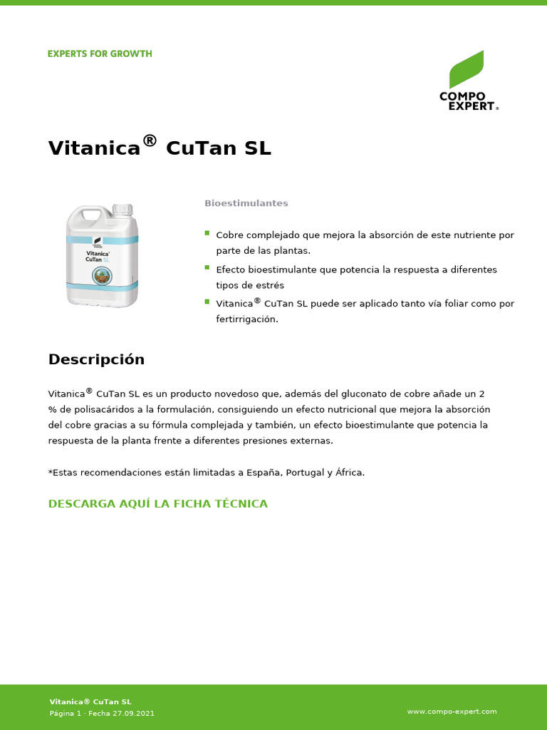 Vitanica CuTan SL | PDF | Cobre | Fertilizante