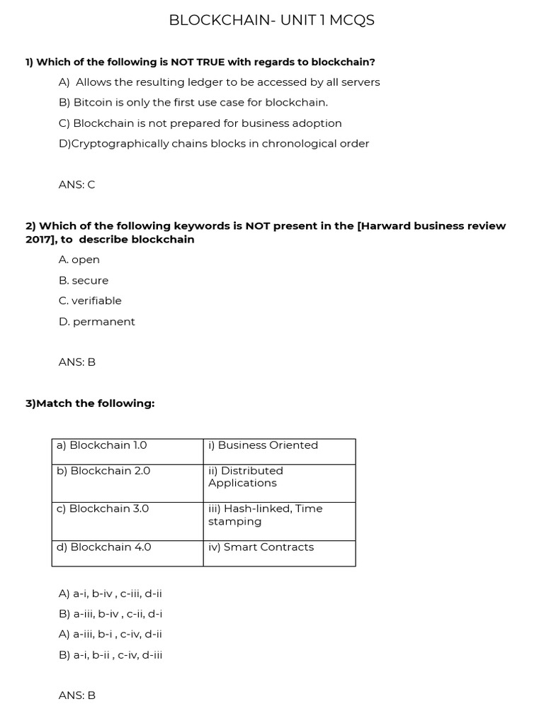 Unit1 Mcqs | PDF | Cryptocurrency | Computer Science
