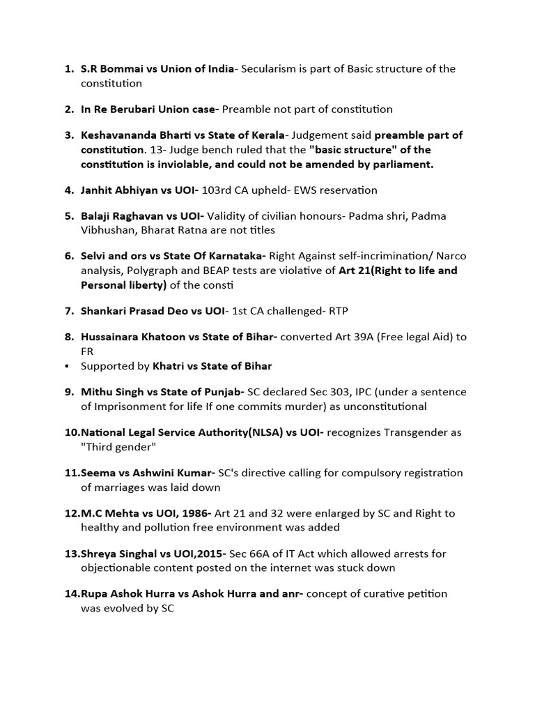 Important Judgements | PDF | Justice | Crime & Violence