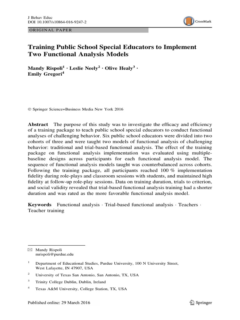 (2016) Training Public School Special Educators To Implement Two ...