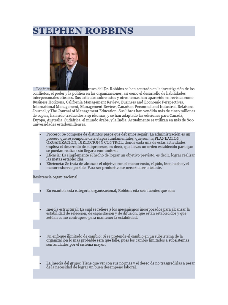 Stephen Robbins | PDF | Planificación | Business