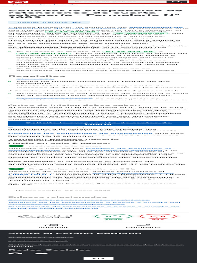Solicitar La Suspensión de Retenciones de Cuarta | PDF