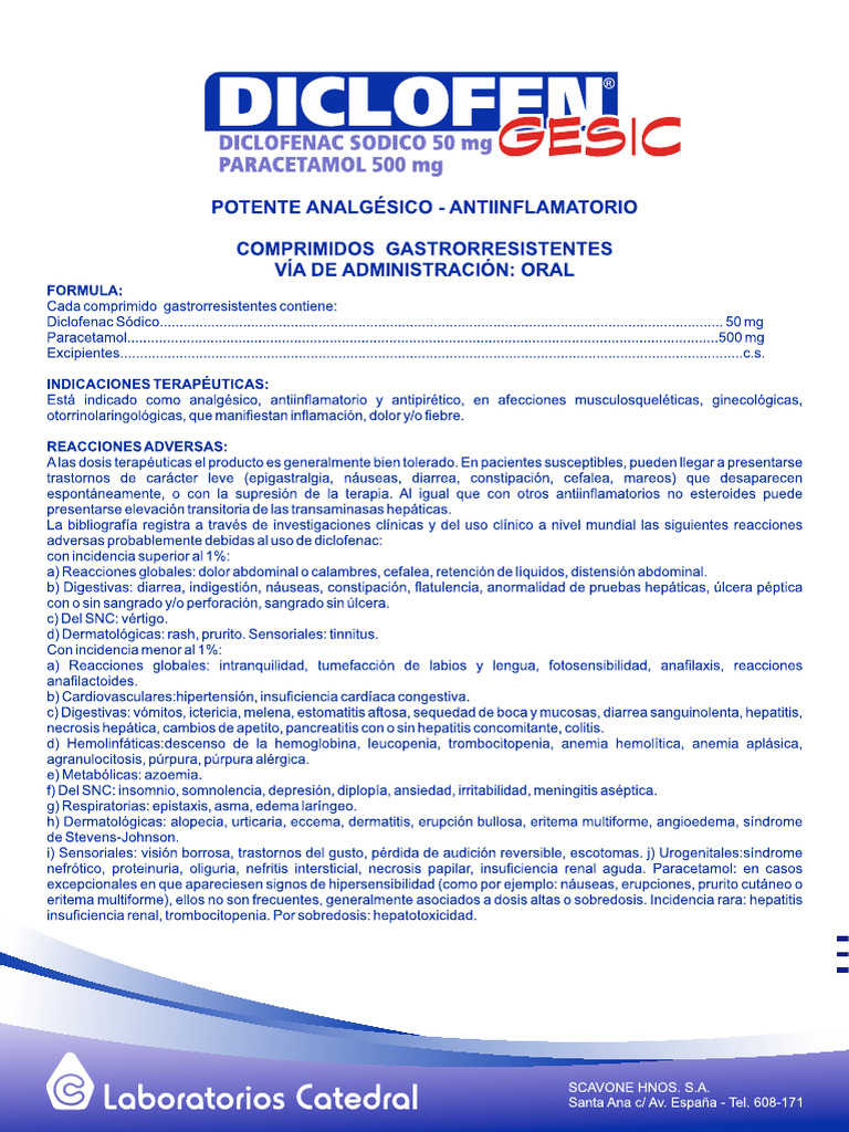 Diclofen Gesic Caja X 20 Comprimidos Recubiertos | PDF