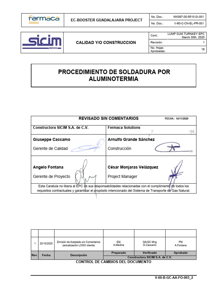 V-60-C-CN-EL-PR-001 - 1 Procedimiento Soldadura Aluminotermia+anexP ...
