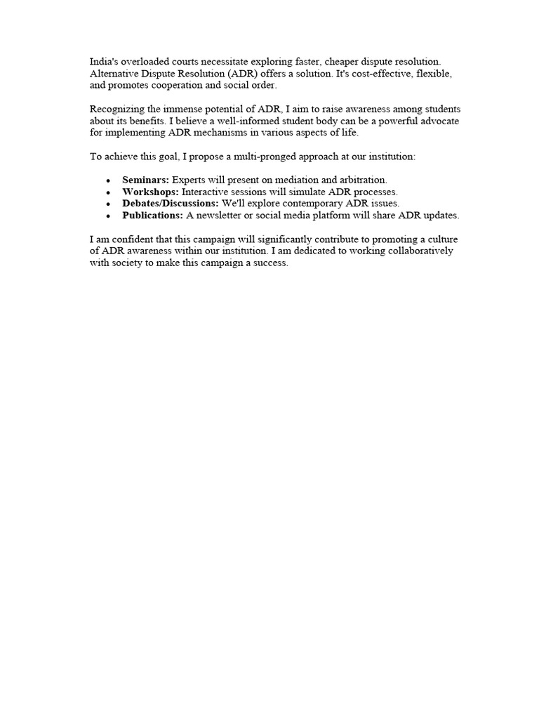 Promoting ADR Awareness in India | PDF