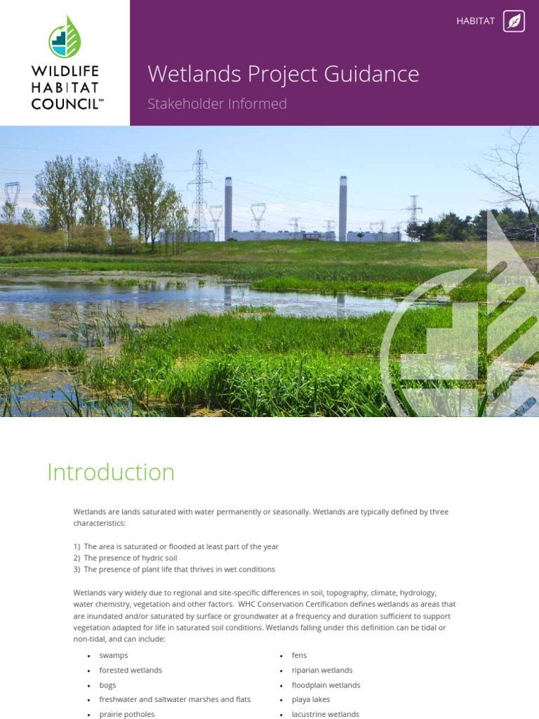 WHC Wetlands Project Guidance | PDF | Wetland | Habitat