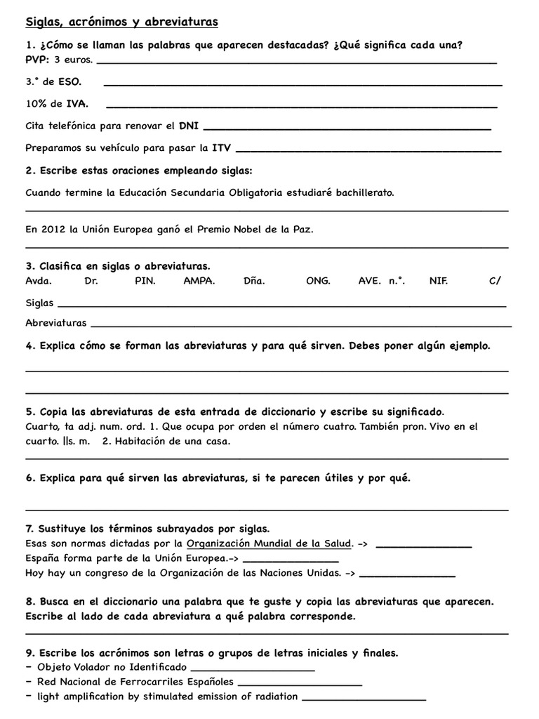 Lengua Siglas y Acrónimos | PDF | Notación | Gramática