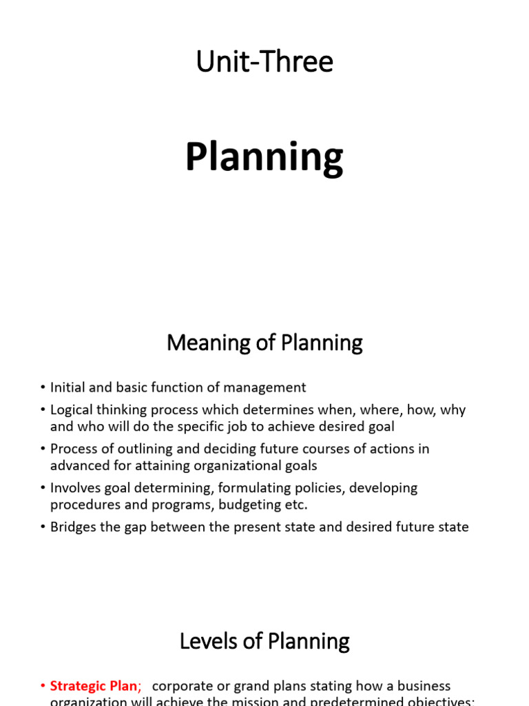 Understanding Planning in Management | PDF | Planning | Strategic Planning