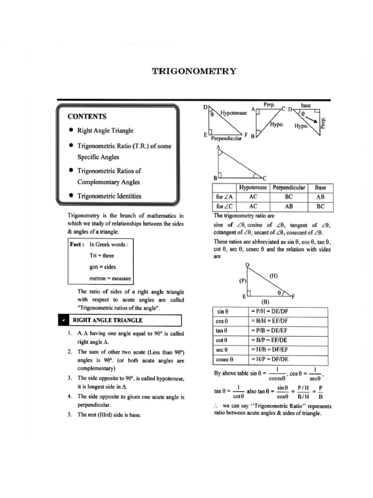 Trigonometry 1 Download Free Pdf Trigonometric Functions Trigonometry