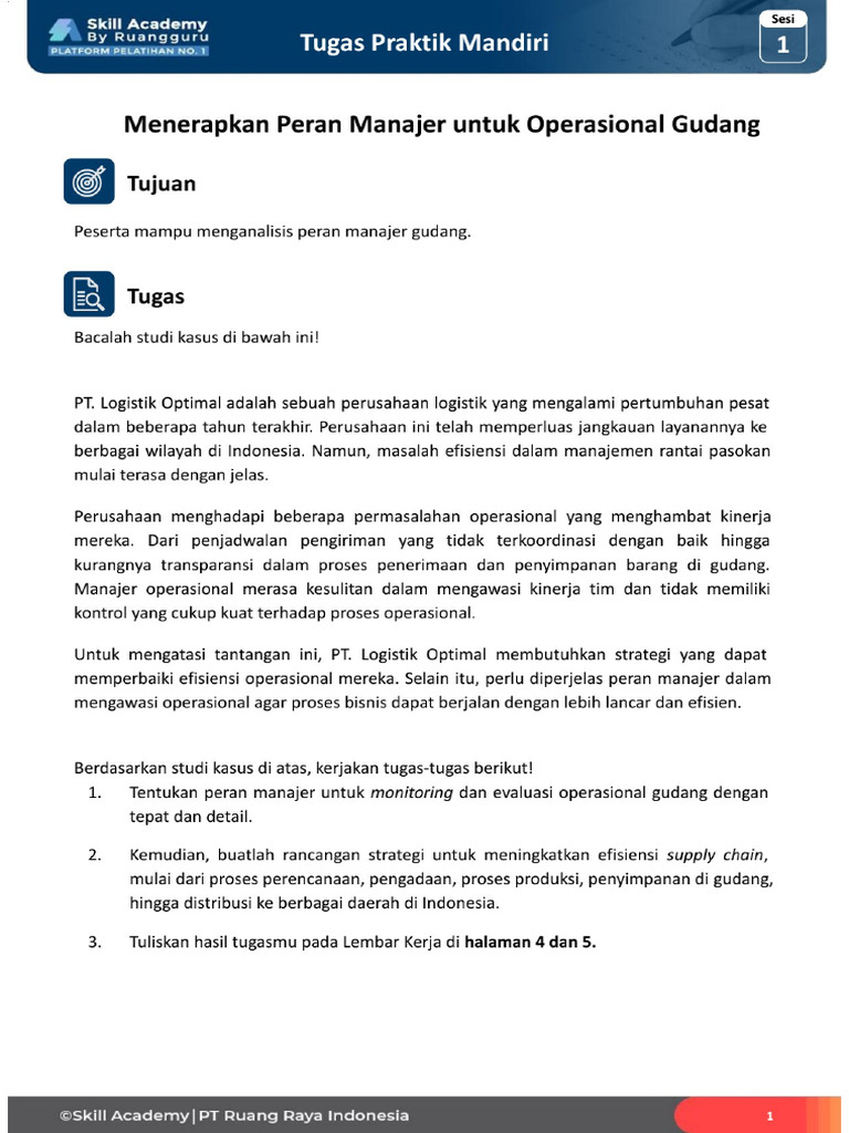 TPM 1 Peran Manager Operasional Gudang (Indah Septriani) | PDF