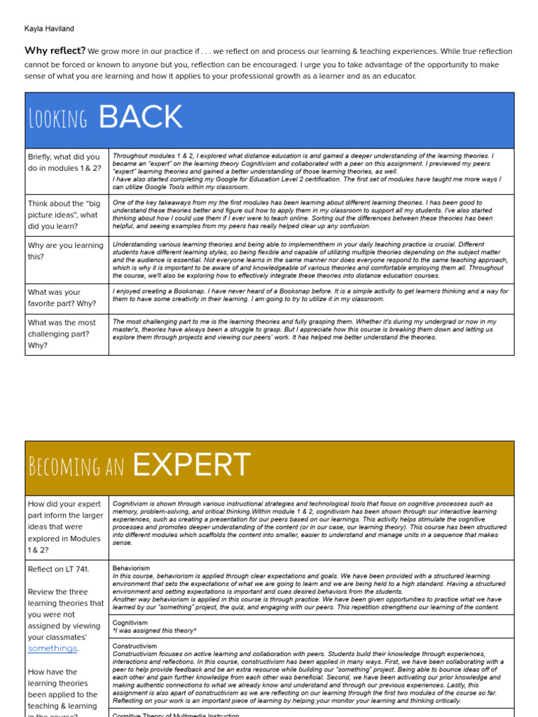 haviland lt 741 - module 3 - science of learning - reflection template ...