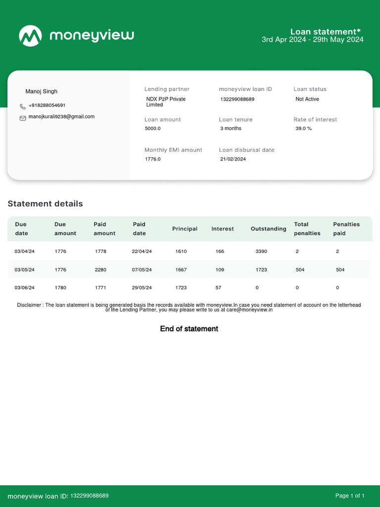Loan Statement 29-05-2024 | PDF | Loans | Liability (Financial Accounting)