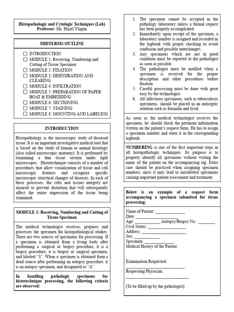 Histopathologic Lab Techniques Guide | PDF | Histopathology | Histology