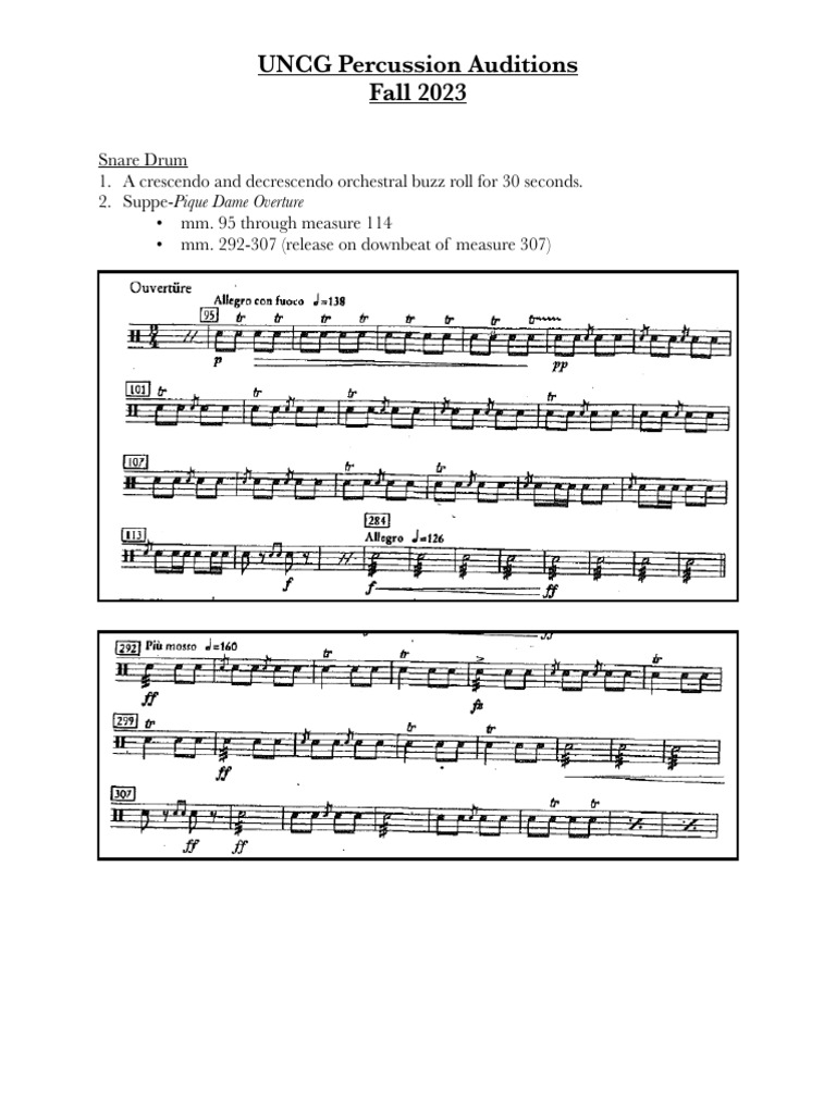 Percussion Ensemble Audition Packet 2023 | PDF