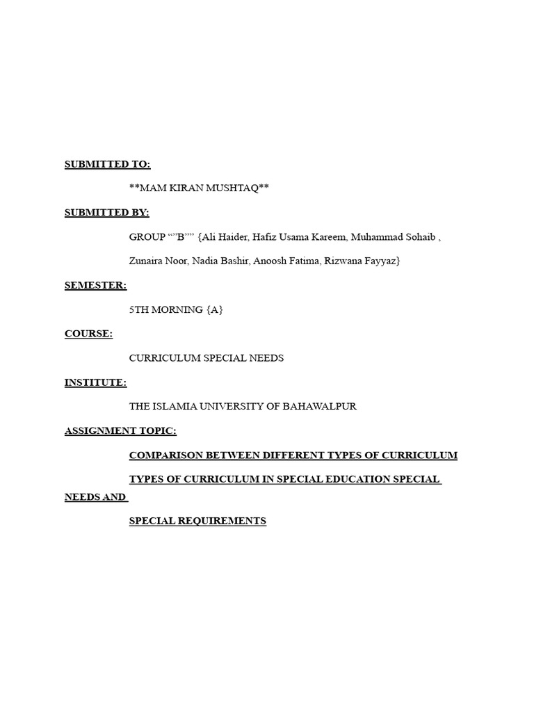 Assignment 10 | Download Free PDF | Curriculum | Special Education