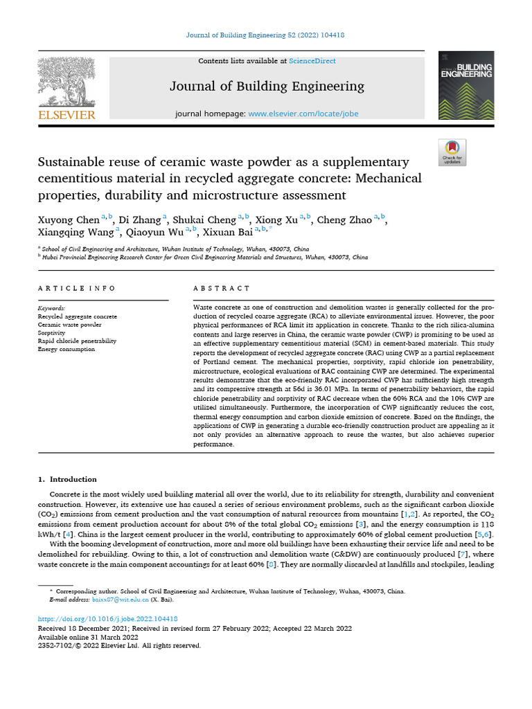 Sustainable Reuse of Ceramic Waste Powder As A Supplementary | Download ...