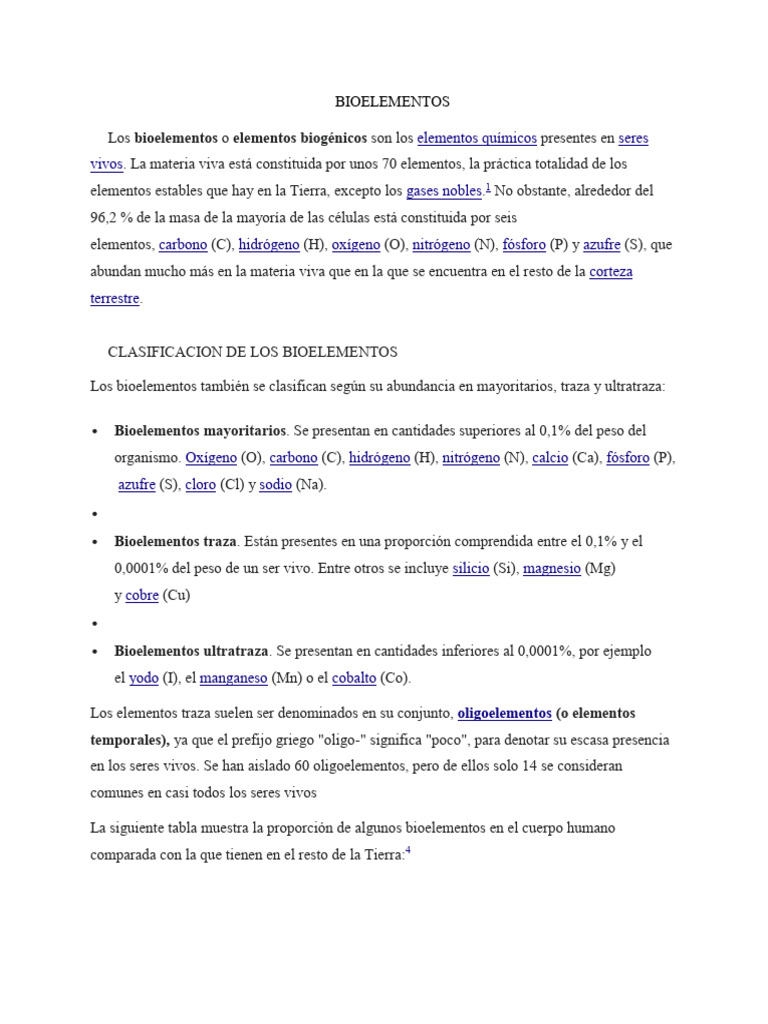 2 Bioelementos | PDF | Elementos químicos | Naturaleza