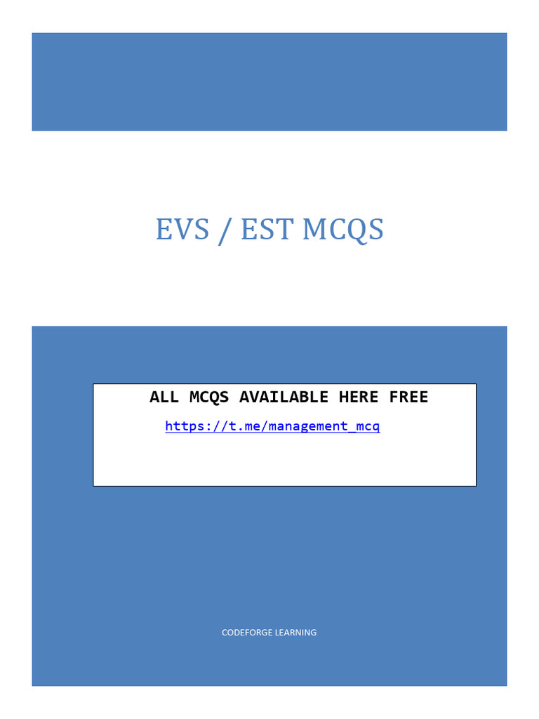 Evs 1000 Mcqs | PDF | Soil | Fuels