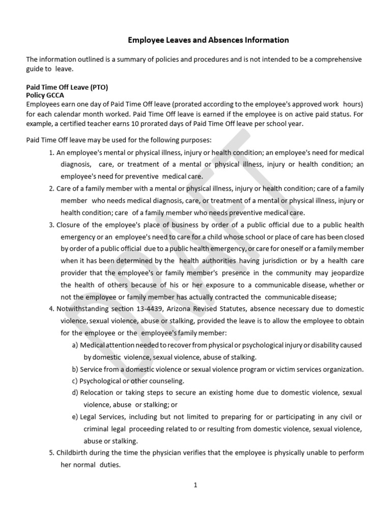 Employee Leaves and Absences Information | PDF | Overtime | Sick Leave