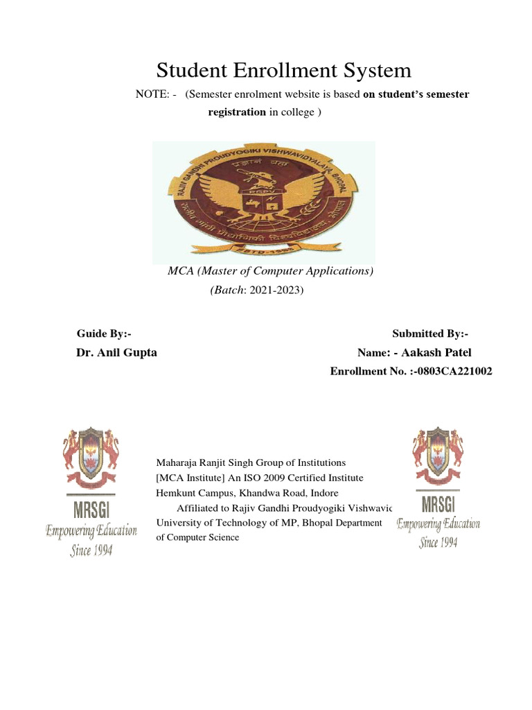 Semester Enrollment System Project Report | PDF | Databases ...